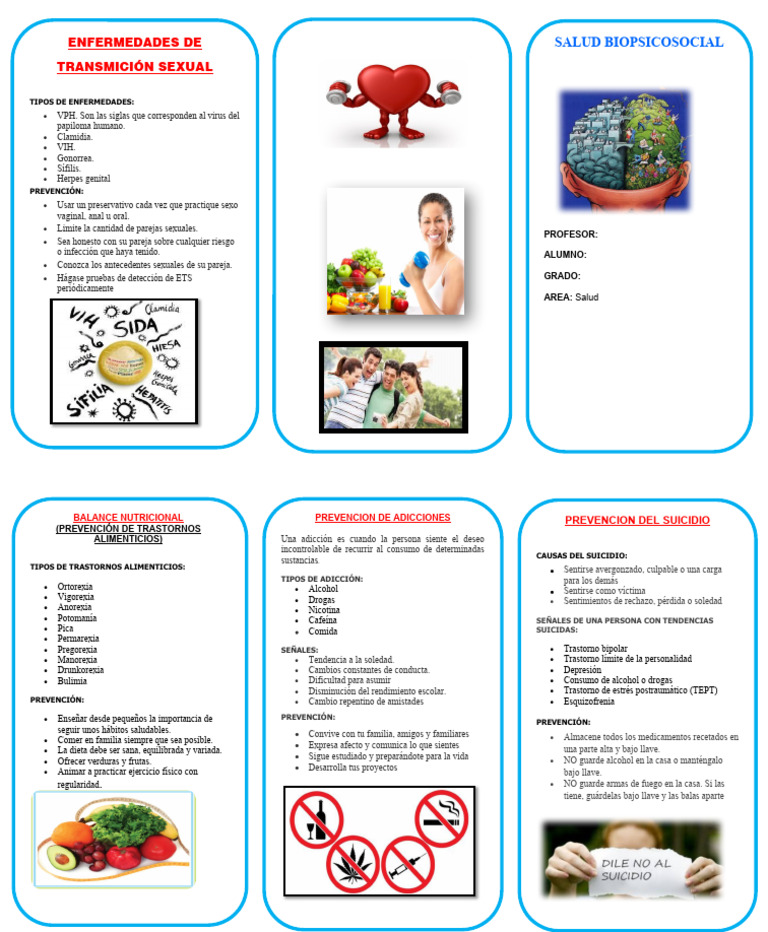 Triptico de La Salud 3 | PDF | Infección transmitida sexualmente | Causas de la muerte