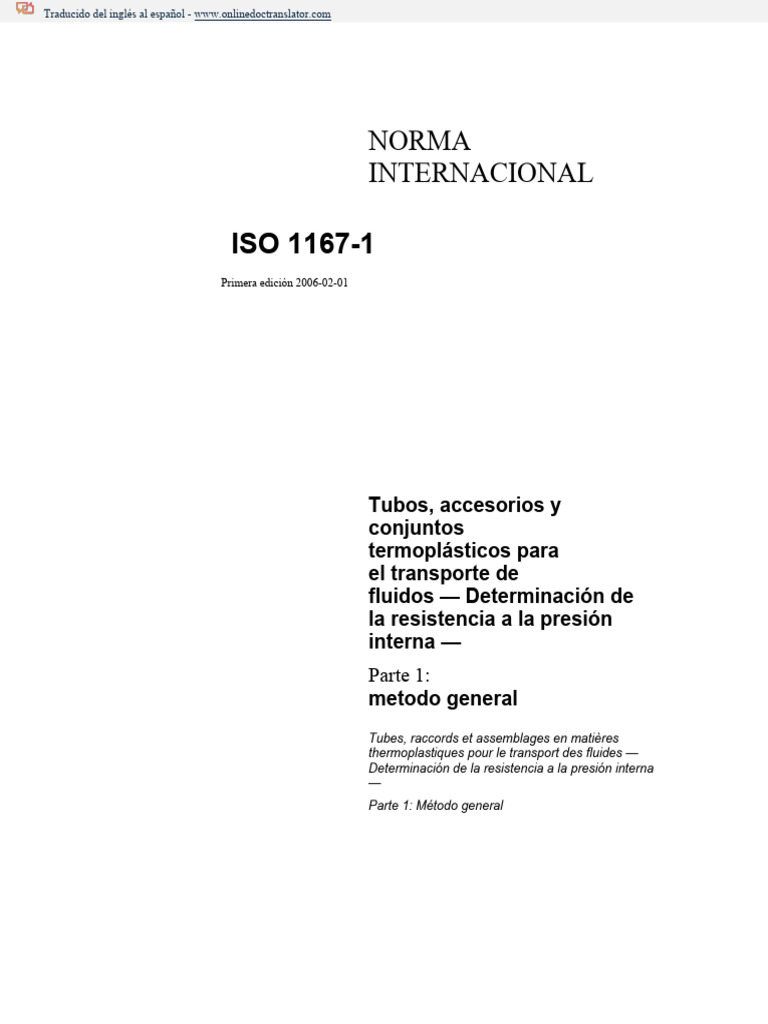 ISO 1167-1 (2006) .En - Es | PDF | Organización internacional para la estandarización | Presión