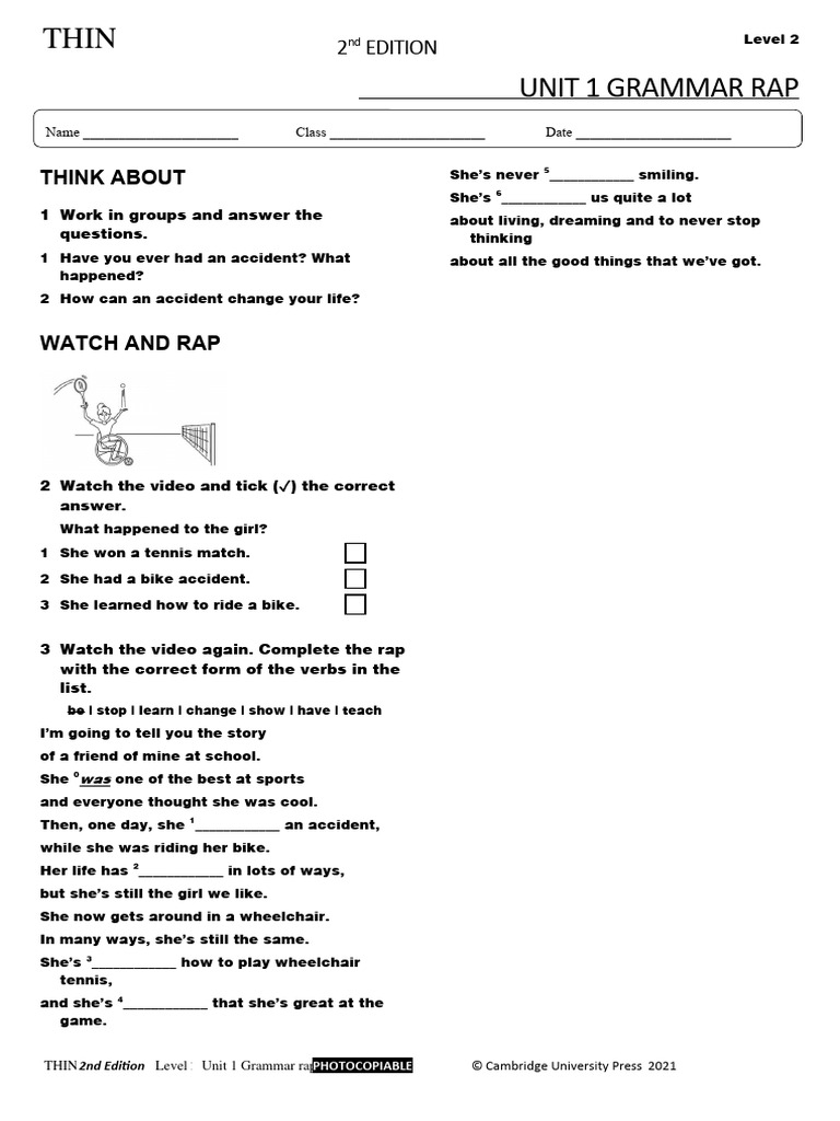 Thk2e BrE L2 Grammar Rap Unit 1 | PDF | Verb | Linguistic Typology Thk2e BrE L2 Grammar Rap Unit 1 | PDF | Verb | Linguistic Typology