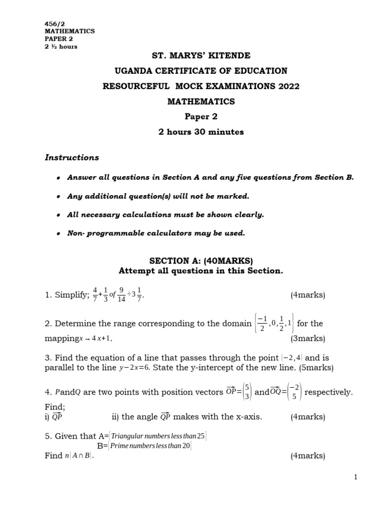 Math Pp2 S.4 | PDF | Area | Speed
