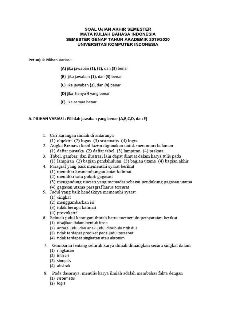 Uas Indonesia | PDF | Seni & Disiplin Bahasa | Kajian Bahasa Asing