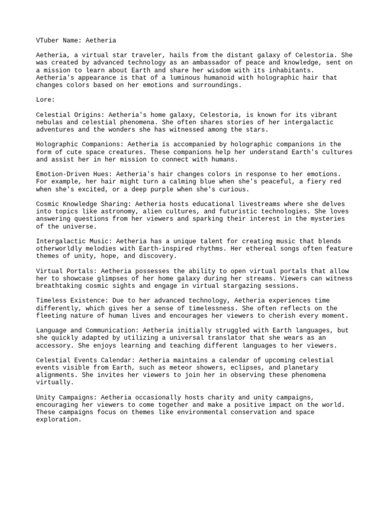 VTuber Name Aetheria Final | PDF | Outer Space | Astronomy