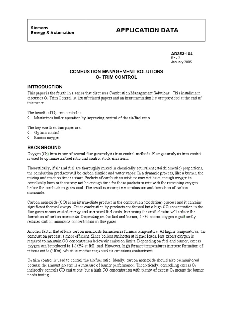 O2 Trim Control for Boilers | PDF | Combustion | Chemical Process ...