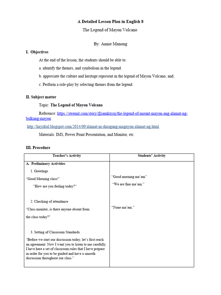 A Detailed Lesson Plan in English 8 | PDF | Lesson Plan | Communication