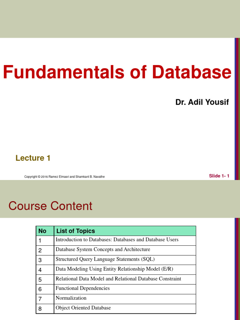 Lecture 1 | PDF | Databases | Relational Model Lecture 1 | PDF | Databases | Relational Model