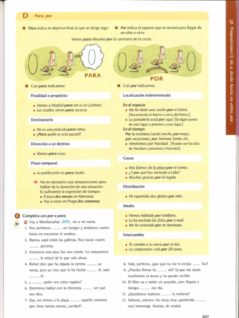 Preposiciones POR y PARA. GBE | PDF