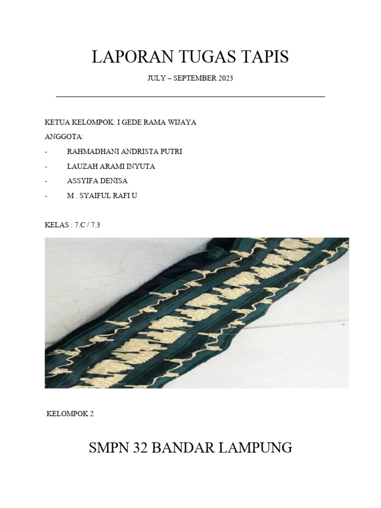 Laporan Tugas Tapis Gabungan | PDF