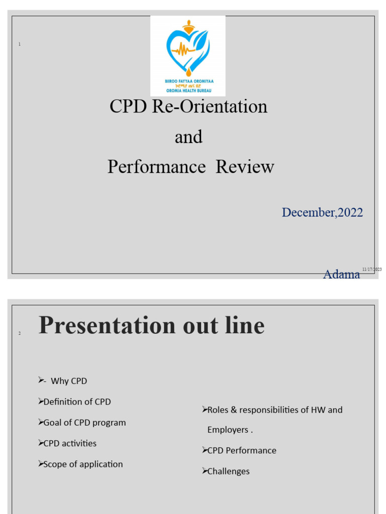 CPD Re-Orentation & Performance Review | PDF | Health Care | Medicine
