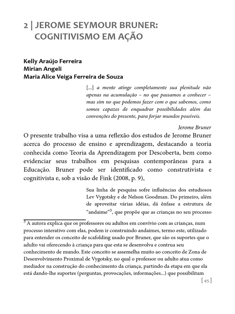Jerome Seymour Bruner - Cognitivismo em Ação | PDF | Aprendizado ...
