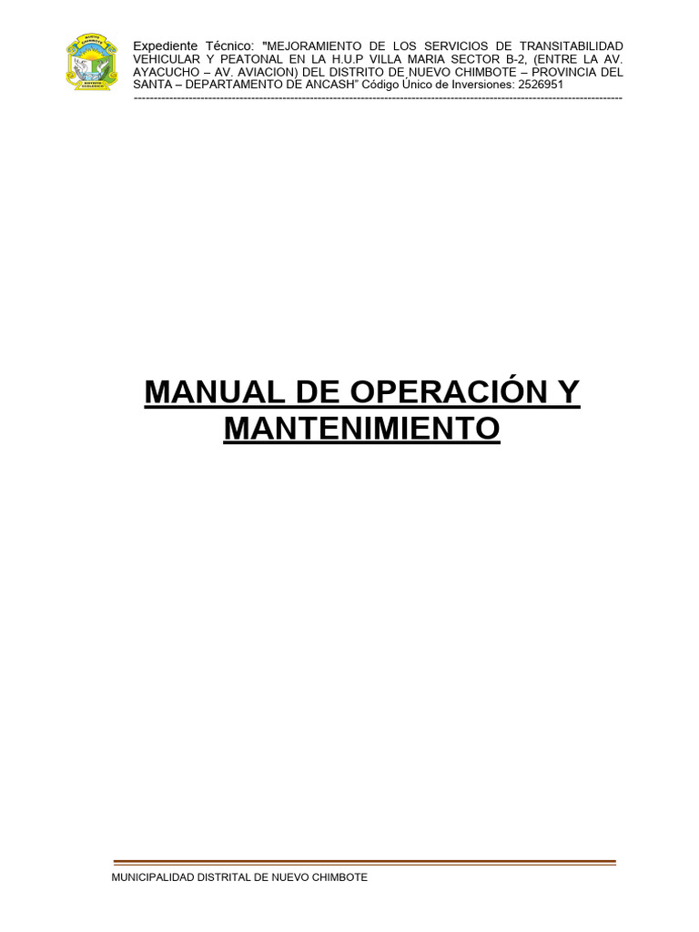 Manual de Operacion y Mantenimiento | PDF | La carretera