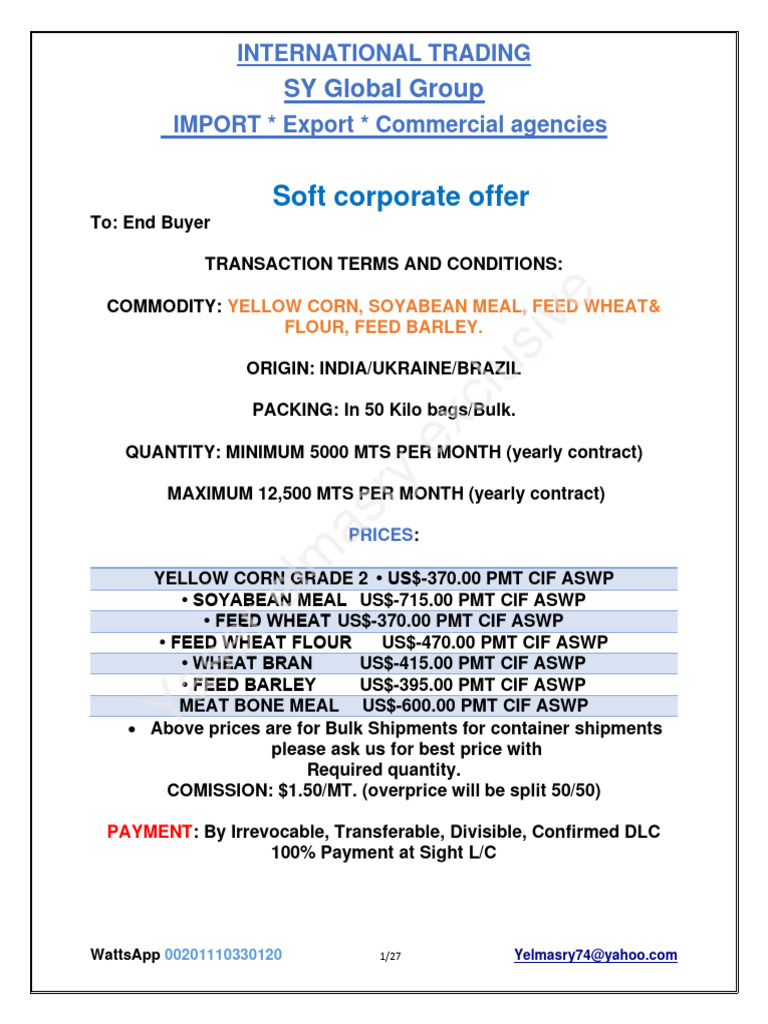 Global Commodity Trading Offer | PDF | Letter Of Credit