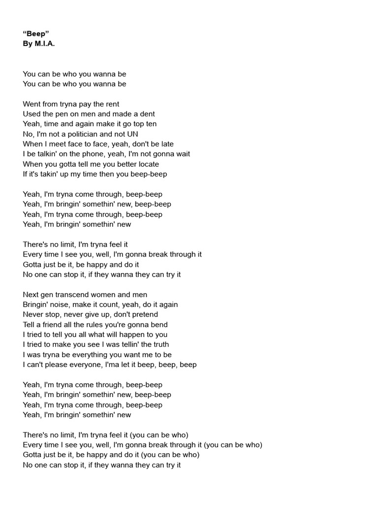 Beep Lyrics | PDF