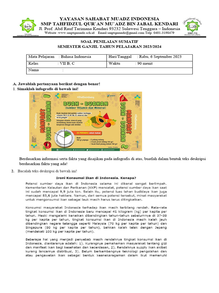 Soal Pts Bindo Kelas 7bc | PDF
