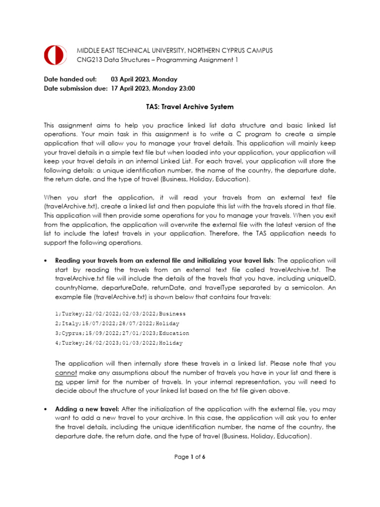 CNG213-Assignment-2022-2023 - Spring | PDF | Computer File | Text File