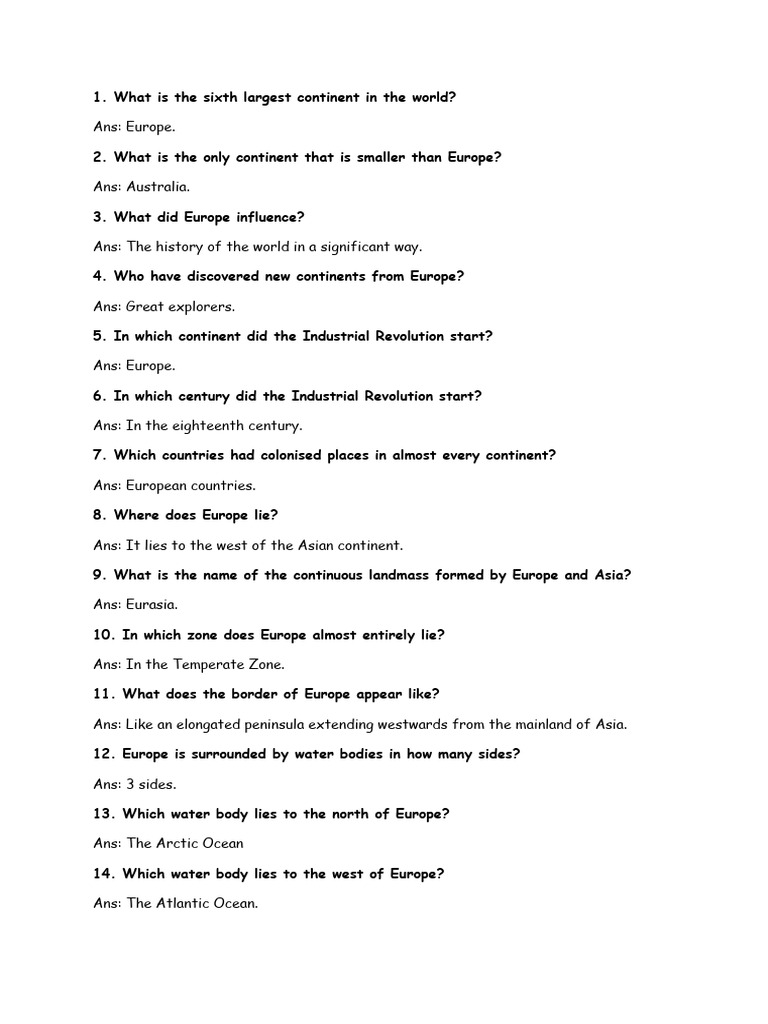 Geography, Ch-Europe | PDF | Europe | Asia