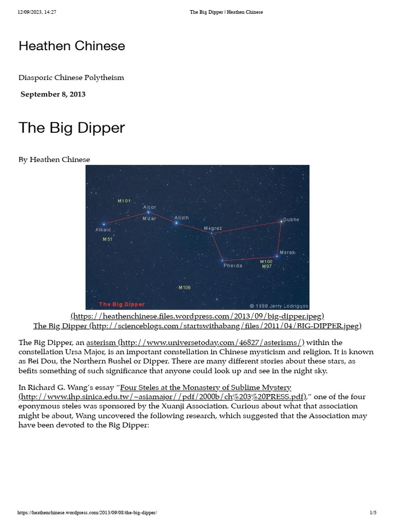 The Big Dipper | PDF | Astronomy | Stars