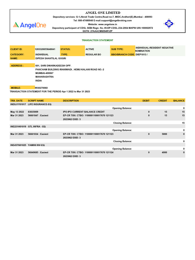 Transcation Statement | Download Free PDF | Payments | Financial Services