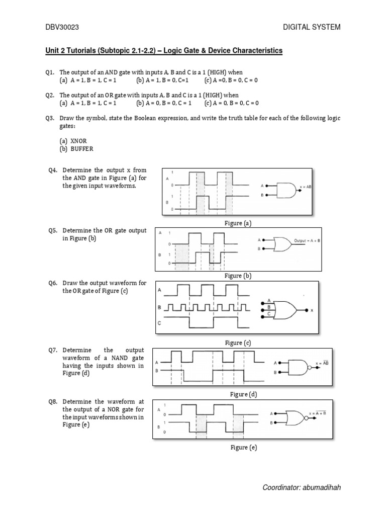 Unit 2 Tutorials Logic Gate And Device Characteristics 2 1 2 2 Pdf Logic Gate