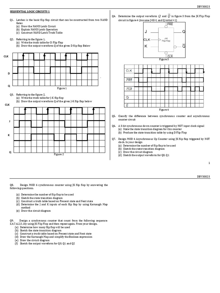 Unit 5 (Tutorials) - Sequential Logic Circuits 1 | PDF | Electronic Circuits | Electrical ...