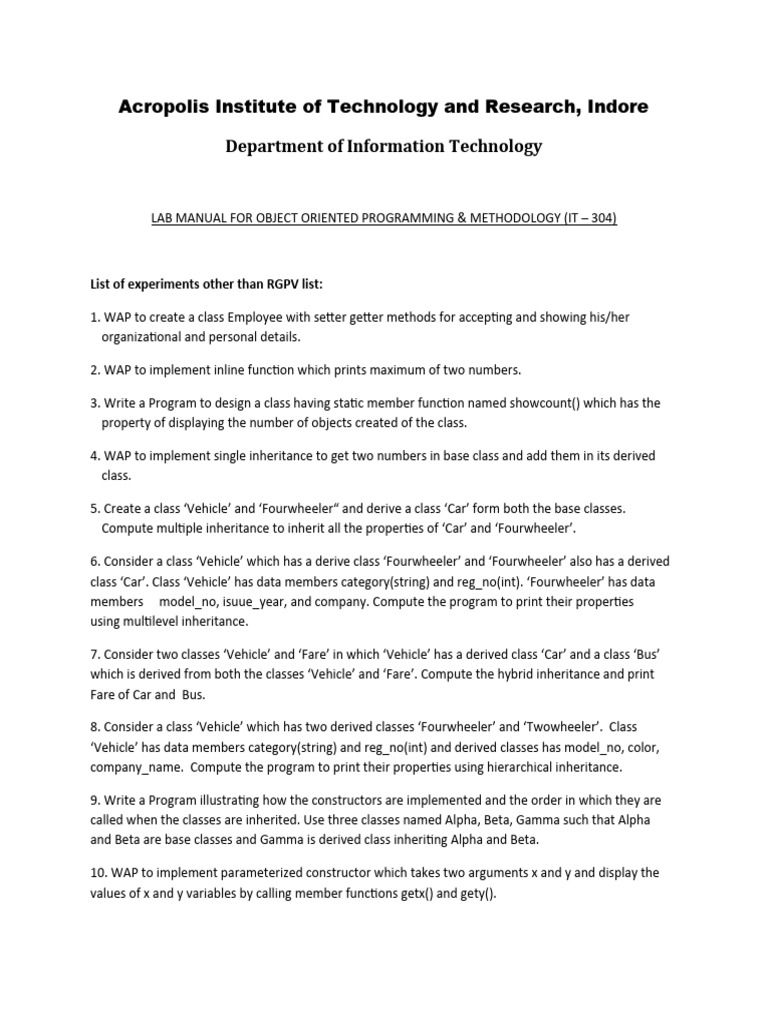 Practical List OOPM Jul-Dec 2021 | PDF | Computers