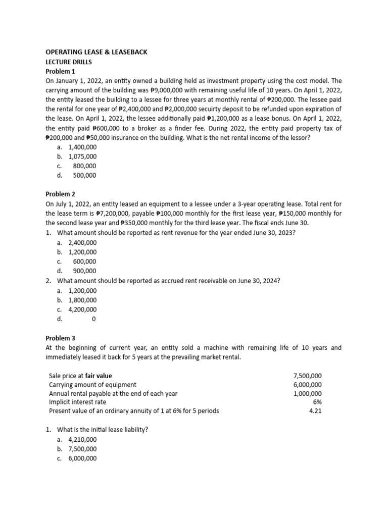 23 Operating Lease Leaseback | PDF | Lease | Renting