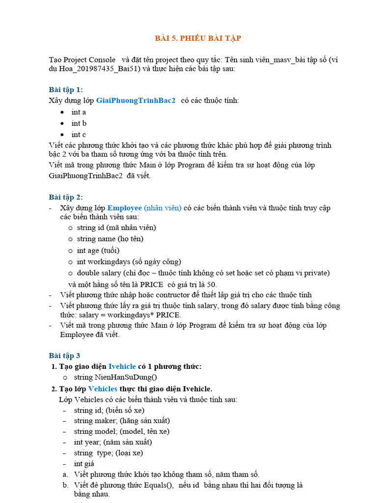 Bai Tap Oop Pdf