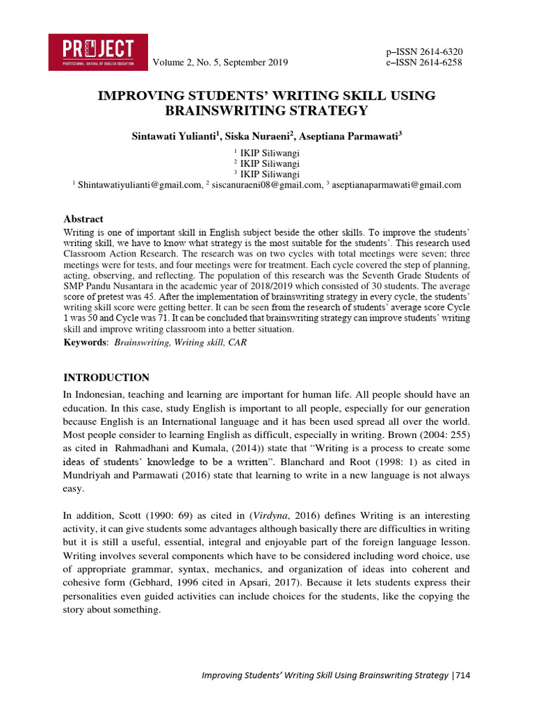 Improving Students Writing Skill Using B | PDF | Teachers | Lesson Plan