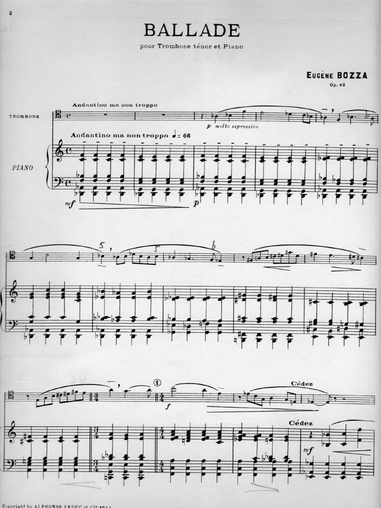 Bozza - Ballade - Trombon y Piano | PDF