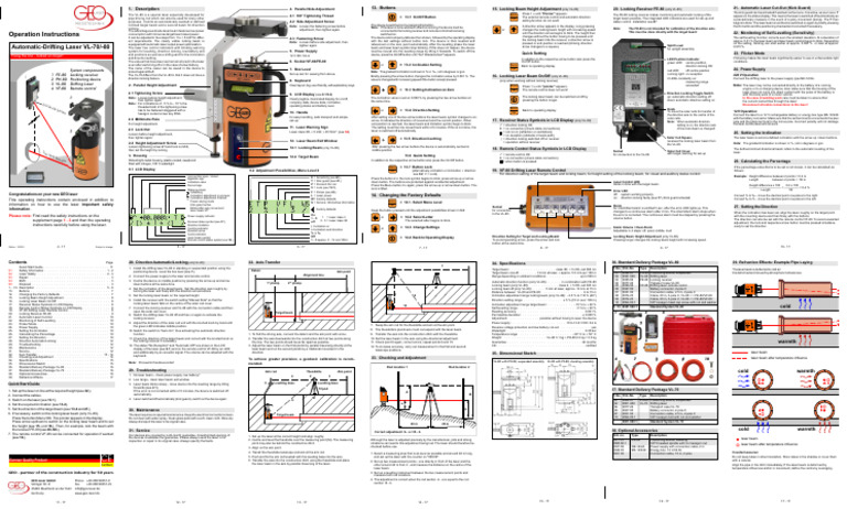 Englisch - Anleitung - VL 70 Und VL 80 | PDF | Laser | Screw