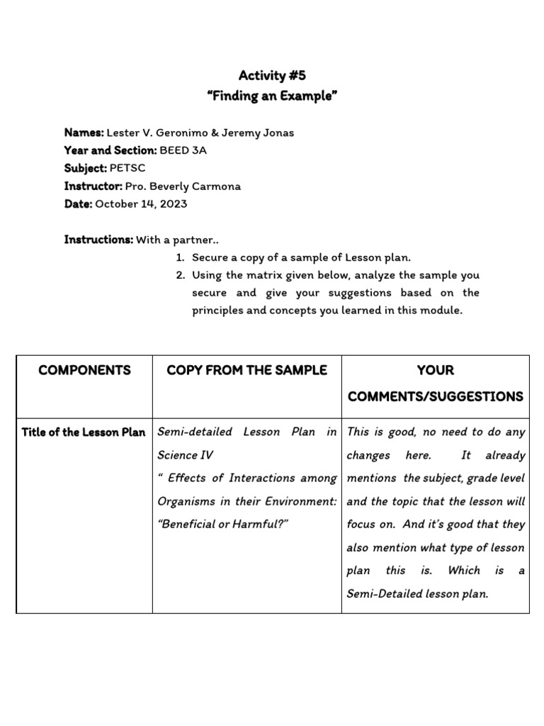 Analyzing a Science Lesson Plan | PDF | Lesson Plan | Learning