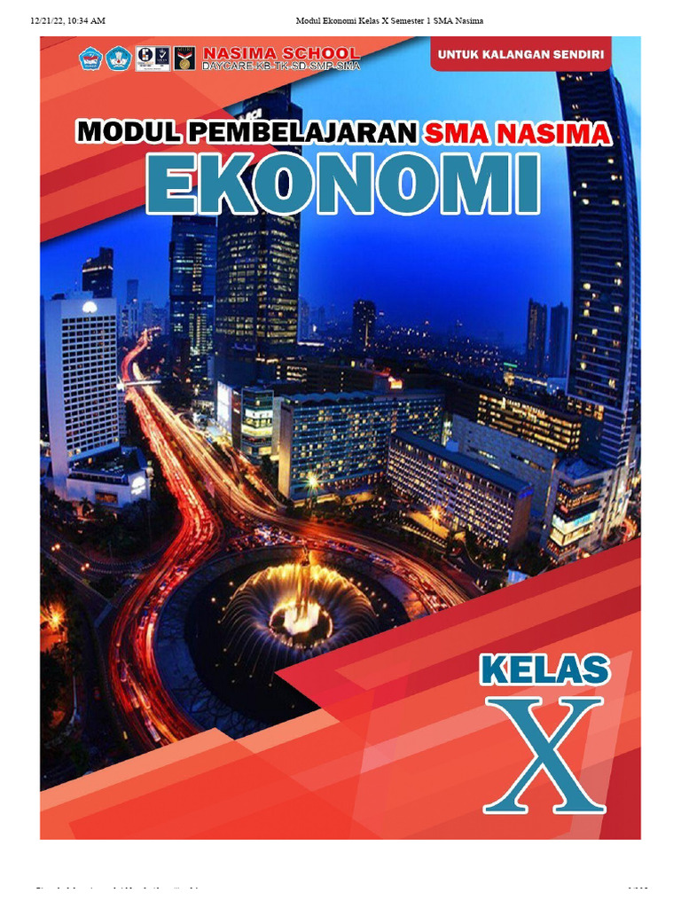Modul Ekonomi Kelas X Semester 1 SMA Nasima | PDF