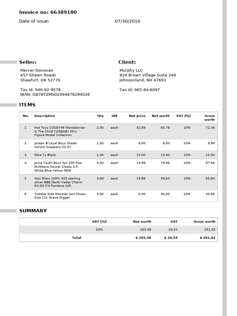 Invoice 6 Color B 251 | PDF