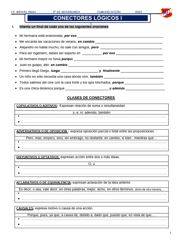 Guia. Conectores Logicos I | PDF