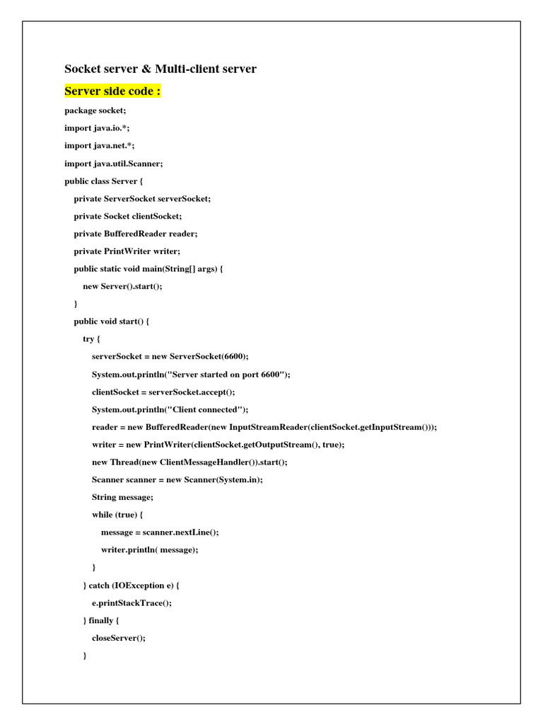 Server Client Chat Pdf Internet Architecture Software Engineering 
