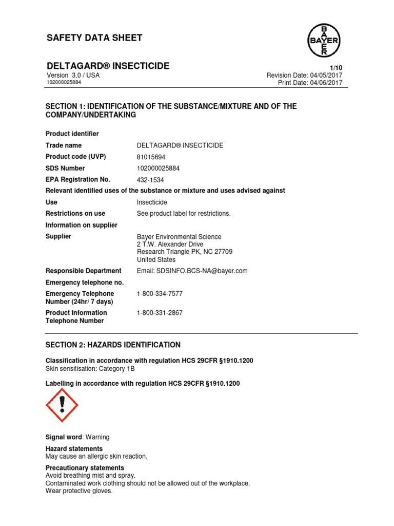 Deltagard Sds 2017 | PDF | Dangerous Goods | Toxicity