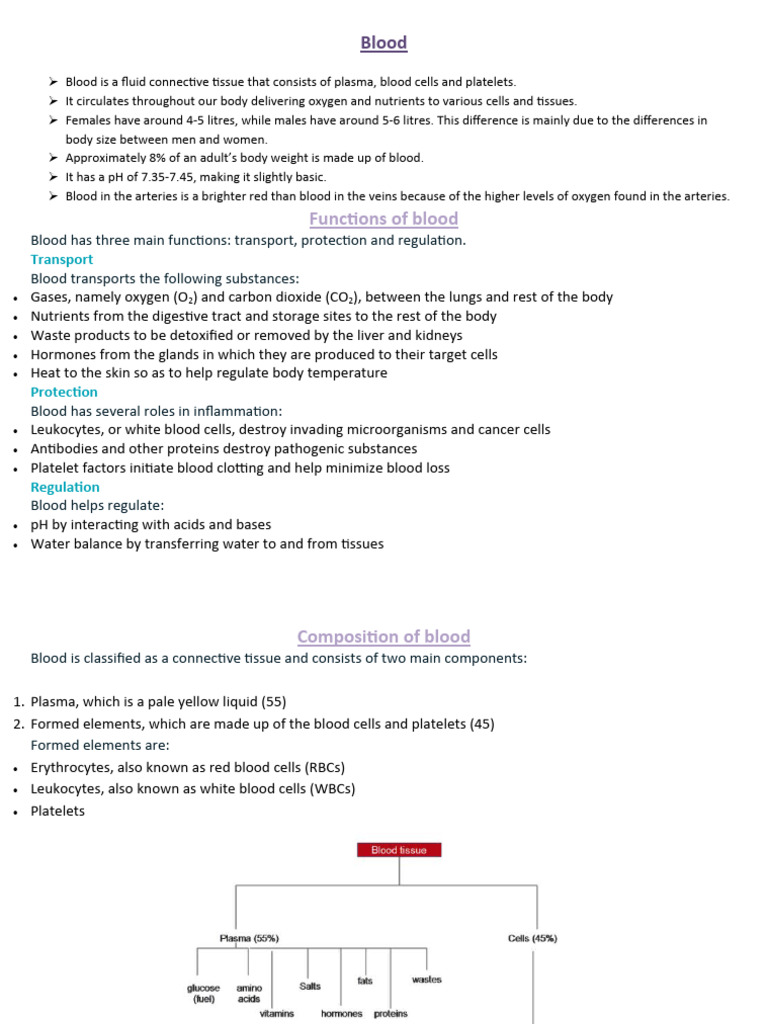 IGCSE - Blood | PDF | Blood | Blood Cell