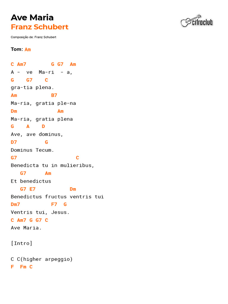 Cifra Club - Franz Schubert - Ave Maria | PDF