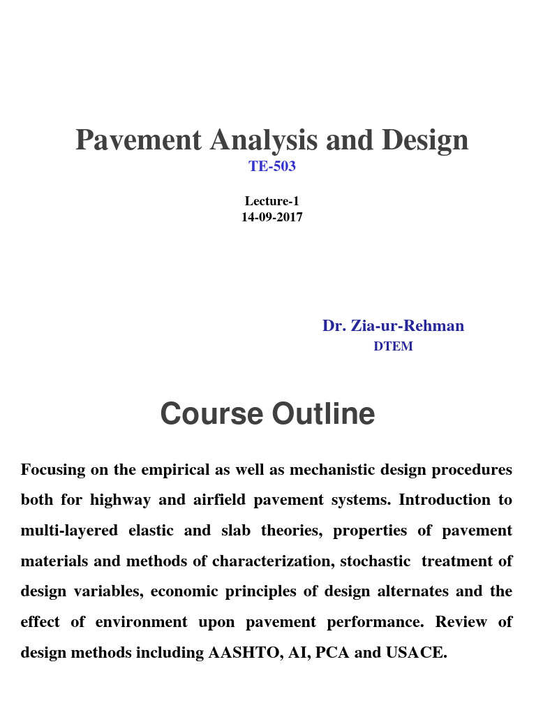PA&D Lec 1 | PDF | Young's Modulus | Road Surface