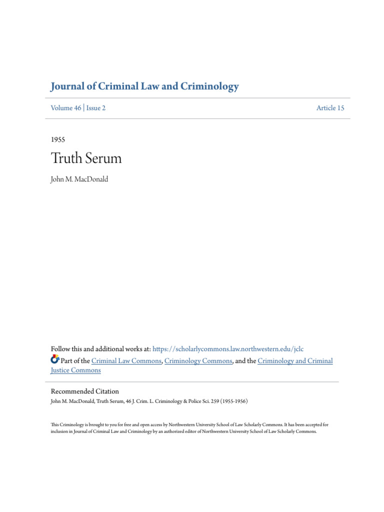 Truth Serum | PDF | Confession (Law) | Justice