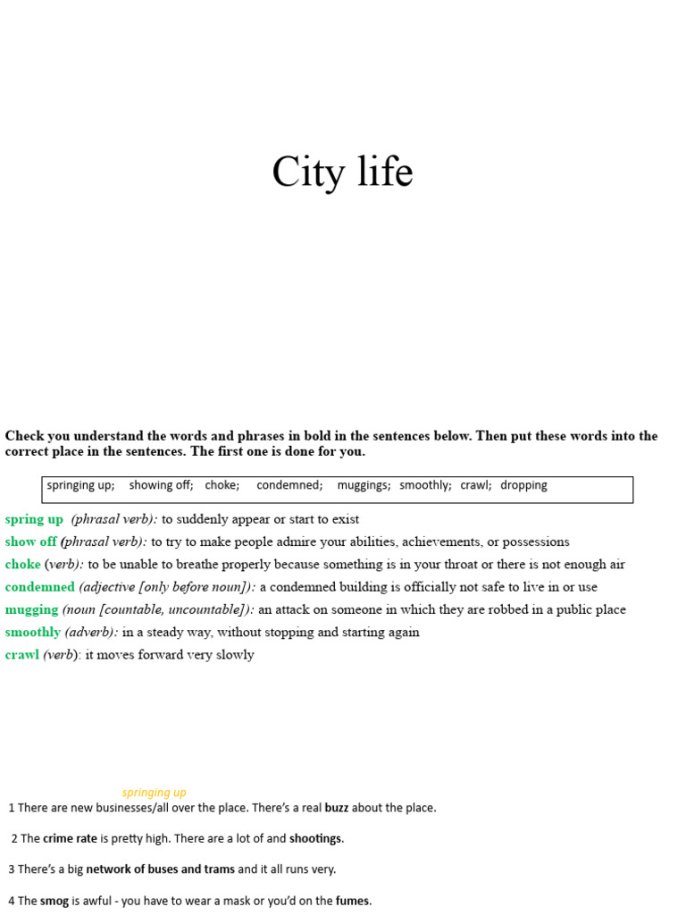 City Life | PDF | Verb | Noun