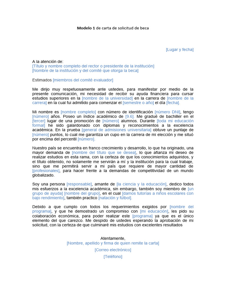 4 3 Modelo de Carta de Solicitud de Beca | PDF