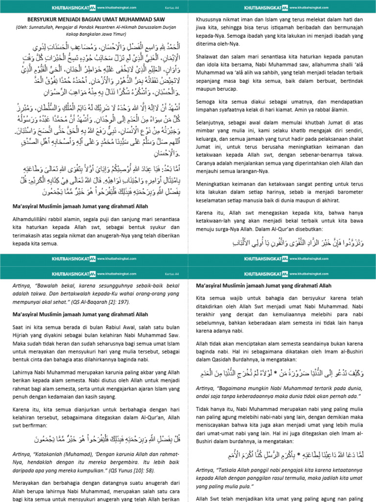 Syukur Menjadi Umat Nabi Muhammad | PDF