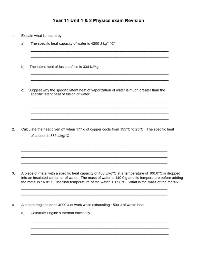 Year 11 Physics Unit 1 and 2 Exam Revision Final | Download Free PDF | Electrical Resistance And ...