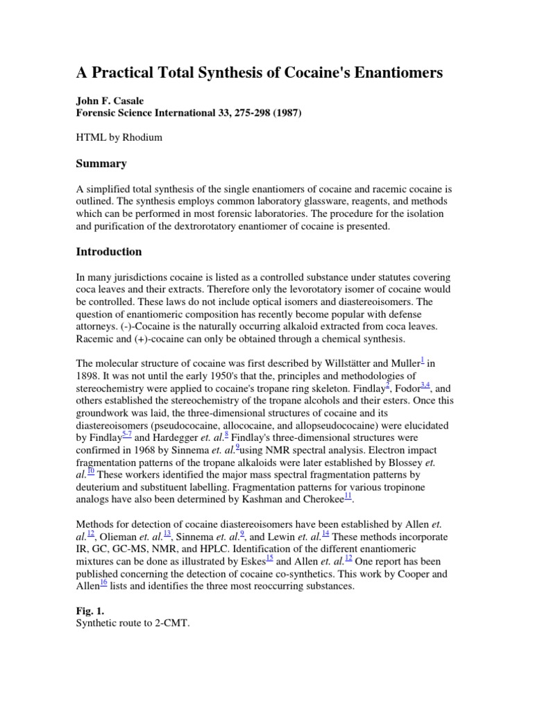 A Practical Total Synthesis of Cocaine | PDF | Organic Synthesis | Ethanol