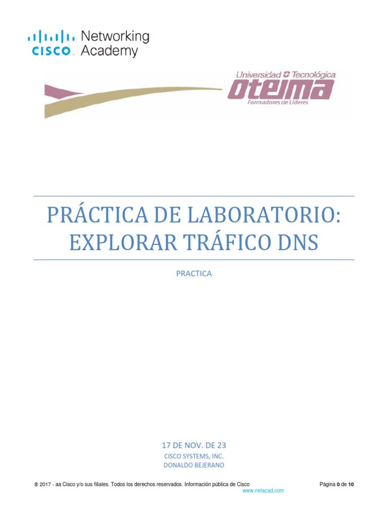 Práctica: Análisis de Tráfico DNS | PDF | sistema de nombres de dominio | Protocolos de internet