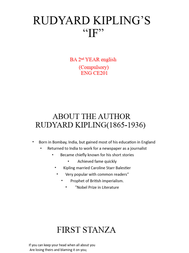 3.kipling's If | PDF | Rudyard Kipling