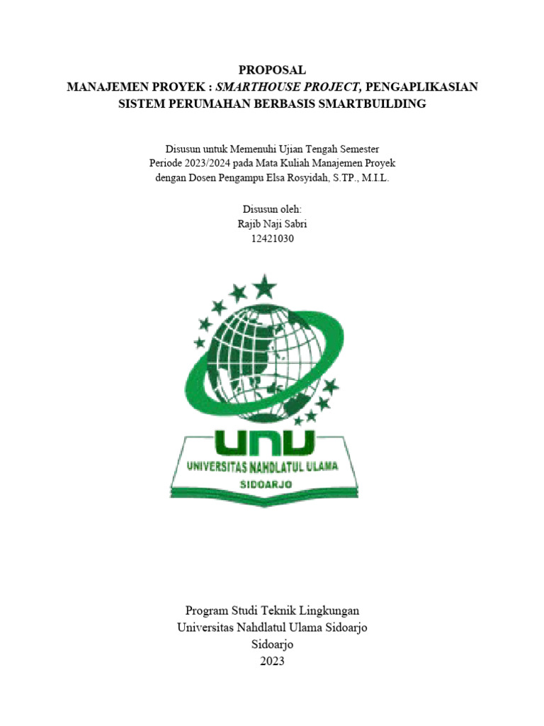 Smarthouse Project: Proposal Manajemen Proyek Perumahan Berbasis Smartbuilding | PDF