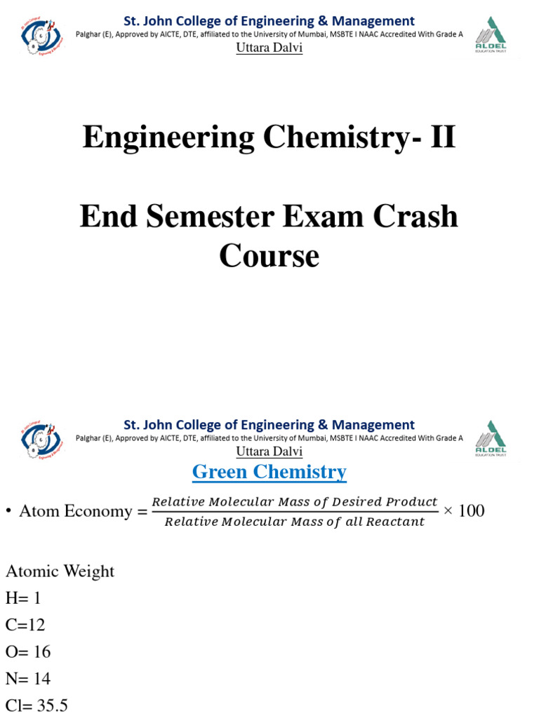 Engineering Chemistry II Crash Course | PDF