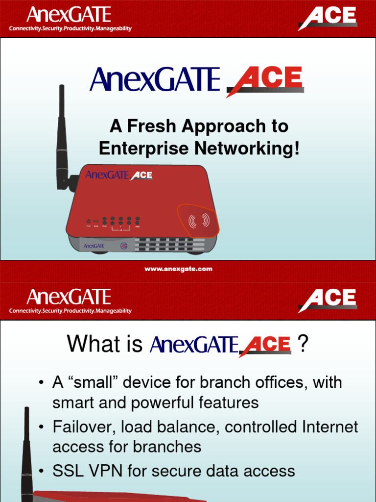 AnexGATE ACE Product Presentation | PDF | Computer Network | Virtual Private Network