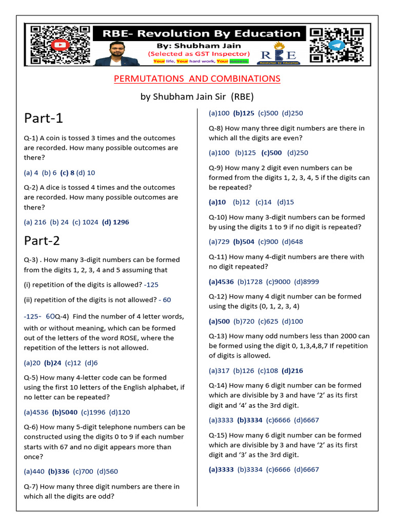 Permutation and Combinations | Download Free PDF | Consonant | Vowel